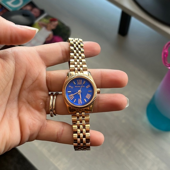 Jewelry | Michael Kors Blue Face Gold Watch | Poshmark